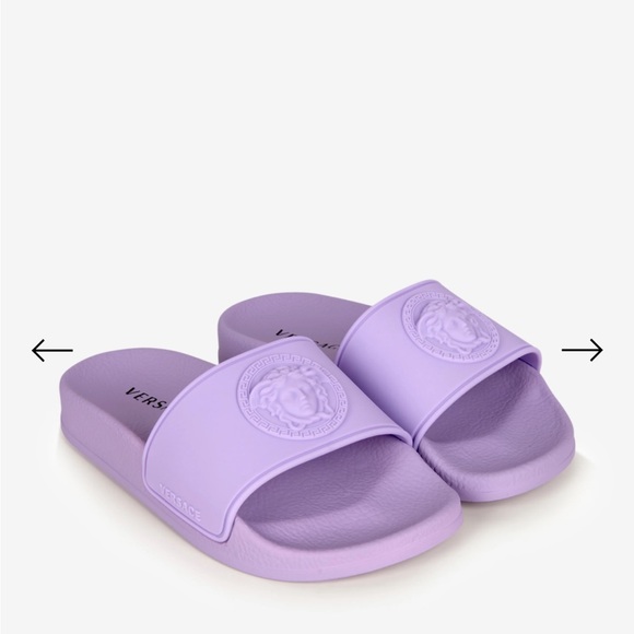 Versace | Shoes | Versace Girls Medusa Logo Sliders In Lilac | Poshmark